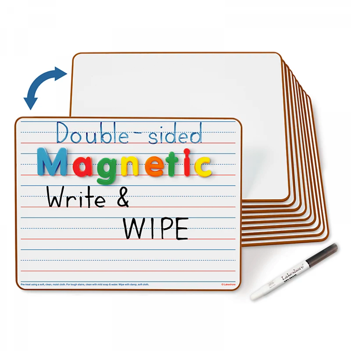 Double-Sided Magnetic Write & Wipe Board - Set of 10